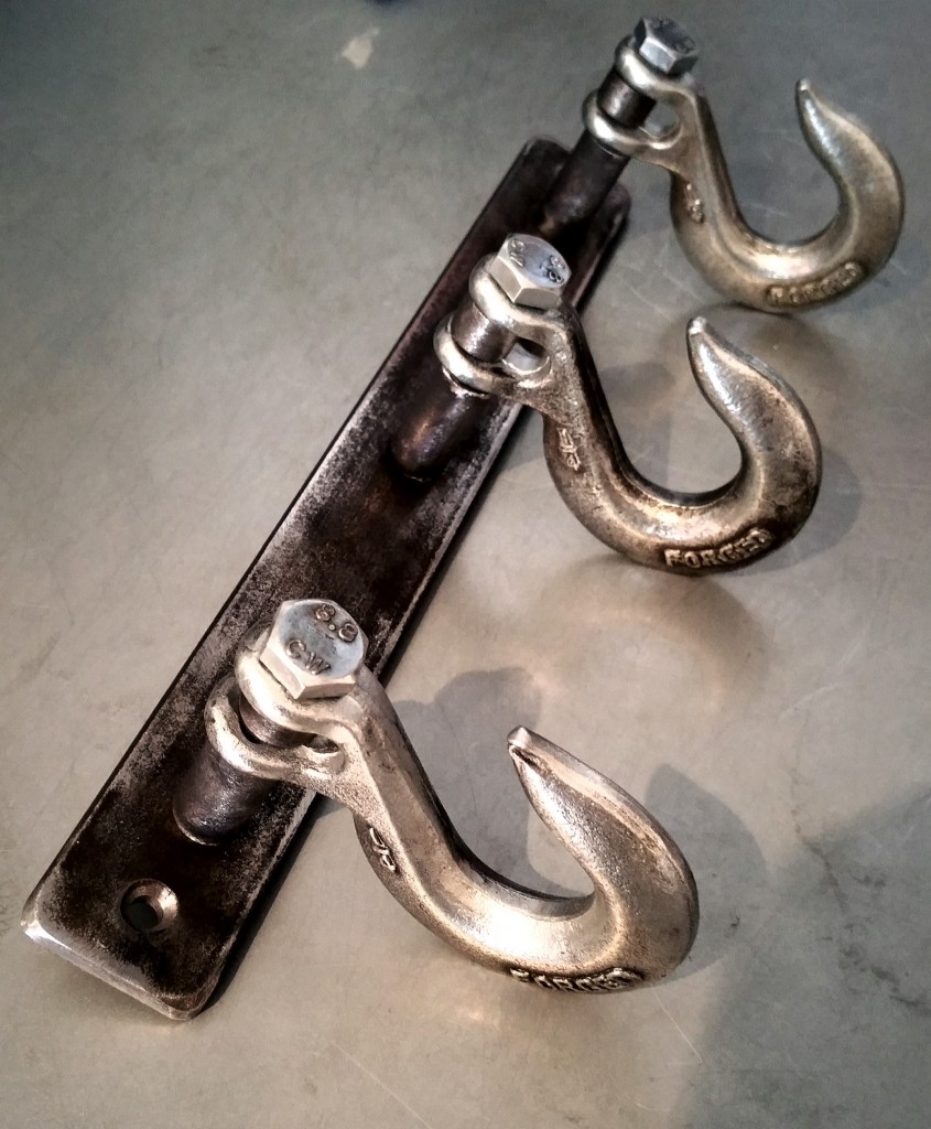 industrial style hooks.